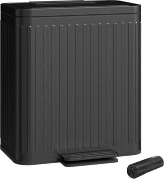 HOMCOM Poubelle de cuisine - HOMCOM - double compartiment 2 x 20L - p&eacute;dale - seaux int&eacute;rieurs amovibles - m&eacute;tal - 45,5x36,5x51cm - noir