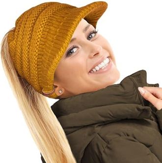 TOSKATOK Bonnet à visière pour Femme - Jaune - Taille Unique