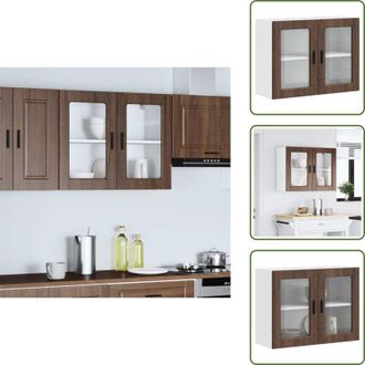 vidaXL K&uuml;chen-H&auml;ngeschrank mit Glast&uuml;r Porto Braun Eichen-Optik - K&uuml;chen-Wandschrank - K&uuml;chen-Wandschr&auml;nke - Wandschrank K&uuml;che - K&uuml;chenschrank