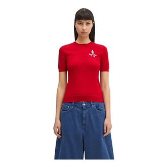 Sporty & Rich Vendome Merino T-shirt - - Tops - Damen - Rot - L