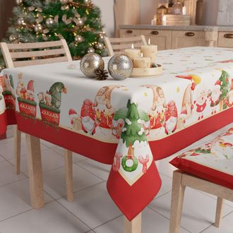 Petti Artigiani Italiani Weihnachts-Tischdecke 140 x 360 cm, rechteckig, schmutzabweisend, Motiv Wichtel, 100% Made in Italy - Petti