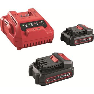 Flex Akku-Starter Set Power Set 12-22 q, 2 Akkus 12 v 2,5Ah ap 12.0/2.5 + Ladeger&auml;t