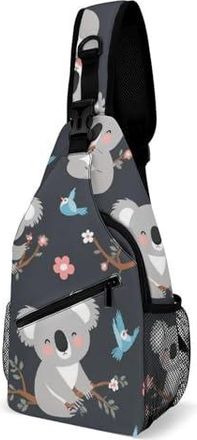 Generic Sacoche Homme Bandouliere Koala mignon de dessin anim&eacute; et fleurs Mode Sac Bandouli&egrave;re Polyester Sac &agrave; Dos De Voyage pour Femme Voyage Randonn&eacute;e