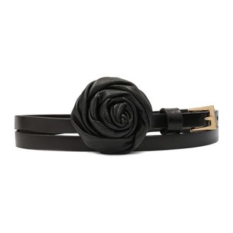 Kazar Schmaler Lederg&uuml;rtel mit 3D-Rose - - Accessories - Damen - Schwarzk - 100 CM