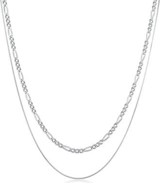 Kuzzoi Halsketten - Halskette Herren Ketten Set Figaro Venezia 925 Sil - Gr. unisize - in Silber - für Damen