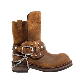 Ann Demeulemeester Bottines clout&eacute;es orn&eacute;es de cha&icirc;nes - Homme - Chaussures - Brun - Taille: 43 EU