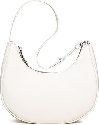 Generic Sac &agrave; bandouli&egrave;re en cuir v&eacute;ritable pour femme, petit sac &agrave; main &eacute;l&eacute;gant avec fermeture &eacute;clair, blanc, Small