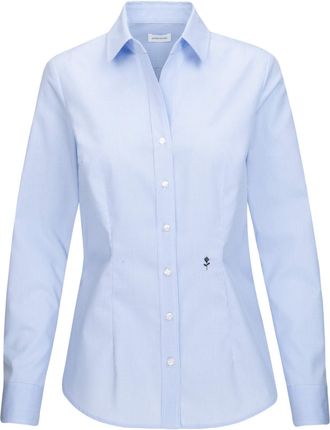 Seidensticker Damen Hemdbluse Langarm Slim Fit Gemustert B&uuml;gelfrei Bluse, Hellblau Karo, 34