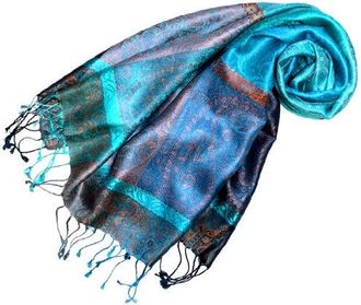 Lorenzo Cana Lorenzo Cana Pashmina Foulard jacquard tissé 100 % soie Motif cachemire Écharpe en soie pashmina Multicolore 70 x 190 cm - - Taille Unique
