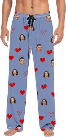 Generic Pantalon de pyjama pour couple - Pour la Saint-Valentin - Imprim&eacute; 3D - D&eacute;contract&eacute; - Ample - Pantalon damant - 8 pantalons de pyjama pour hommes (bleu