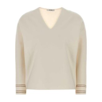 Max Mara Mxmundici V-Ausschnitt Strickoberteil - - Knitwear - Damen - Wei&szlig; - M