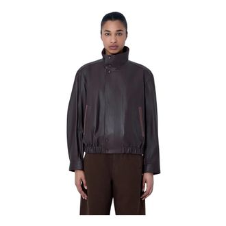 Christophe Lemaire Femme, Vestes, Brun, Taille: 38 FR Veste en cuir &agrave; col montant