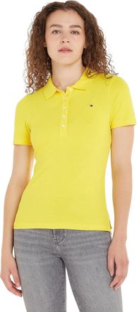 Tommy Hilfiger Damen Poloshirt Kurzarm Slim Fit, Gelb (Vivid Yellow), XL