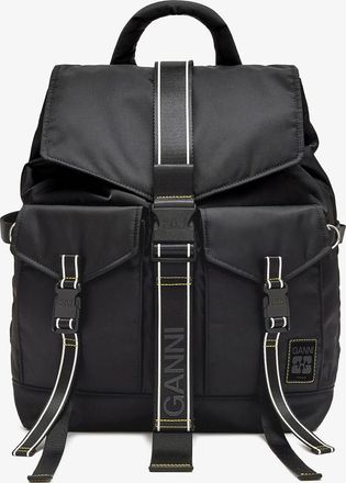 Ganni Sac &agrave; dos noir Re-Tech - Pour Femme