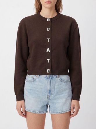 Rotate Cardigan &agrave; col rond en coton et cachemire avec logo litt&eacute;ral