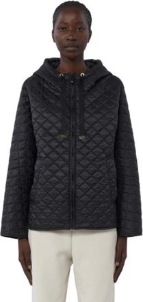Max Mara Femme, Vestes, Noir, Taille: 38 FR Veste Rembourr&eacute;e &agrave; Capuche Couliss&eacute;e