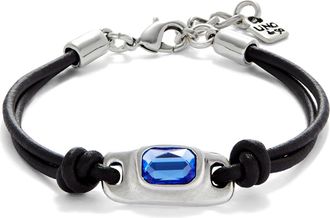 Uno De 50 UNO de 50 Versilbertes Lederarmband mit himmelblauem Kristall, Mediano, Silber, Kein Edelstein
