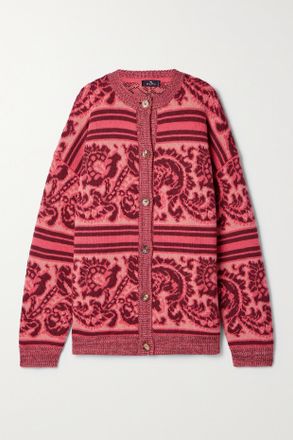 Etro Oversized-cardigan Aus Einer Wollmischung In Jacquard-strick - Pink