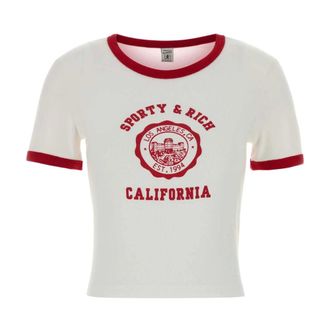 Sporty & Rich Femme, Tops, Blanc, Taille: 42 FR Cotton T-Shirt