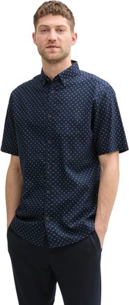 Tom Tailor Regular Fit Kurzarmhemd mit Brusttasche, Sky Captain Blue Structure, XS