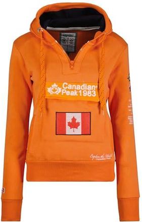 Canadian Peak Gyrelle Lady - Sweat Femme Zip Capuche Poches - Sweatshirt Pull Manches Longues Chaud Hoodie Veste - Femmes Printemps Ete Automne Hiver (Orange Fluo L