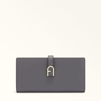 Furla Flow Klassisches Portemonnaie Soil Dunkelgrau Claris Lux-kalbsleder Mit Intarsie Damen