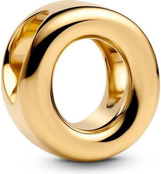 Pandora Buchstabe O Alphabet-Mini-Charm aus Sterling Silber mit 14 Karat Vergoldung, kompatibel Moments, Maße: 6,1 x 8,3 x 7,4 mm, 763961C00