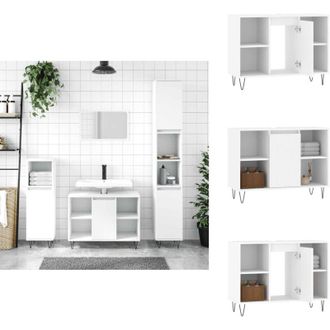 vidaXL Badschrank Wei&szlig; 80x33x60 cm Holzwerkstoff - Badeschrank - Holzwerkstoff - Wei&szlig;er Badschrank - Badezimmerm&ouml;bel - Spiegelschrank