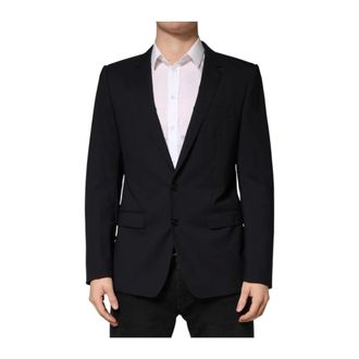 Dolce & Gabbana Homme, Costumes, Noir, Taille: M Wool Single Breasted 2 Button Blazer