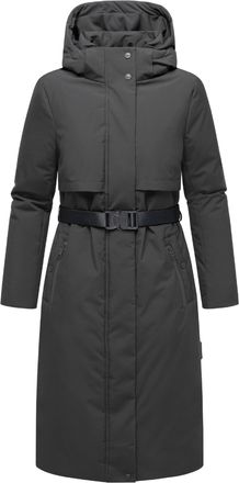 Navahoo Damen Wintermantel warmer, wasserabweisender Parka mit (abnehmbarer) Kapuze und Tailleng&uuml;rtel Waldbummler 14 Mouse Grey Gr. 3XL