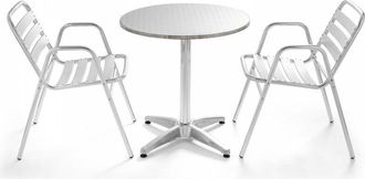 Oviala Table de jardin ronde en aluminium 2 places