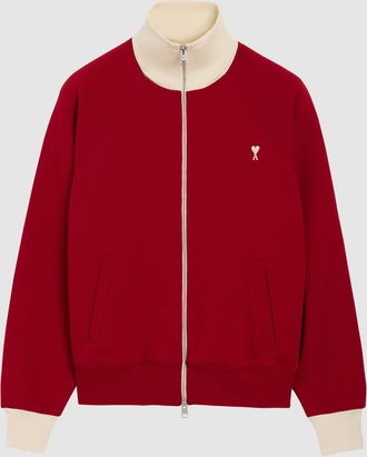 Ami Sweatshirt Zipp&eacute; Off White Ami De Coeur Rouge Rubis Ivoire