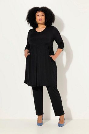 Ulla Popken Maxikleid Longshirt A-Linie Tunika-Ausschnitt 3/4-Arm