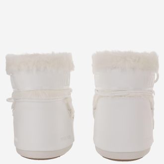 Moon Boot Womens Ankle Boots Icon Low White Faux Fur Modacrylic
