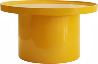 Oviala Couchtisch, rund, 70 cm, MDF, lackiert, Gelb