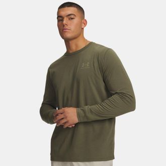Under Armour Left Chest Langarm-Oberteil f&uuml;r Herren Marine OD Gr&uuml;n / Field Khaki XXL