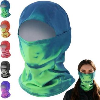 Generic Cagoule unisexe r&eacute;active &agrave; la chaleur - Changement de couleur - Masque de ski dhiver int&eacute;gral pour moto - Pour le ski, la randonn&eacute;e, Bleu &agrave; vert, Tail