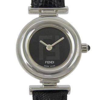Fendi Montre Pre-owned Bo&icirc;tier en Acier Inoxydable Bracelet en Cuir 320L - Femme - Pre-owned - Noir - Taille: ONE Size