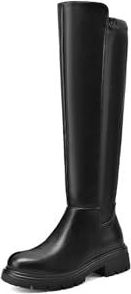 Queen Helena Bottes hautes au genou à talons bas pour femme X33-69, Noir, 36 EU