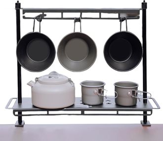 Generic Campingtisch mit Aufbewahrungsregal | Camping-Tischregal mit Klemme, h&ouml;henverstellbar, zusammenklappbar, tragbar, leicht, f&uuml;r den Au&szlig;enbereich