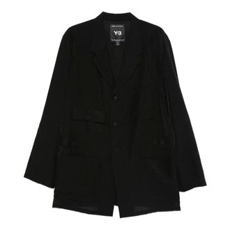 Yohji Yamamoto Homme, Vestes, Noir, Taille: M Crinkle Viscose Chore Coat