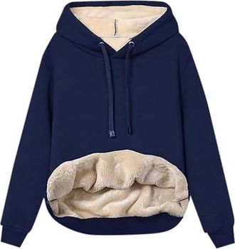 Generic 2026 Veste de sport &agrave; capuche chaude en polaire dagneau avec poche pour femme, bleu, XXL