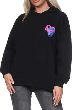 Only Damen Hoodie Kapuzen-Sweatshirt mit großem Rückenprint ONLElodie Grafitti 15312683 Black Sweet Bear XL