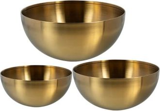 UPKOCH Lot de 3 bols en acier inoxydable - Bol cor&eacute;en dor&eacute; - Salade de l&eacute;gumes - Bol &agrave; soupe - Bol de service Udon - Pour soupe chaude, c&eacute;r&eacute;ales, riz - 15 cm