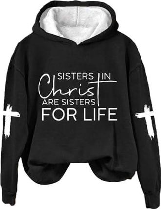 Generic Sweat &agrave; capuche &agrave; col rond pour femme - D&eacute;contract&eacute; - Lettre imprim&eacute;e - Manches longues - Veste &agrave; capuche - Manteau long - Loisirs - Sport - Manches l