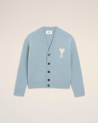 Ami Cardigan Bleu Ami De Coeur En Alpaga Ciel & ecru - XXL - Unisex