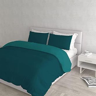 Italian Bed Linen Natural Color Doubleface Bettbezug, 100% Baumwolle, Schwarz/hell Grau, Doppelte