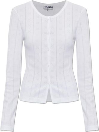 Ganni Femme, Pulls, Blanc, Taille: 36 FR Gilet Ajust&eacute;