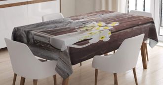 Abakuhaus Osterhase Tischdecke, Kaninchen Daisy Holz, Wasserfest Waschbar mit Klar Sichtbaren Farben kein Verblassen Personalisiert, 140 x 200 cm, Braun Grau