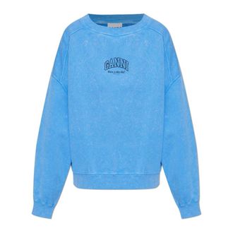 Ganni Sweatshirt mit Logo-Print - - Sweatshirts & Hoodies - Damen - Blau - S